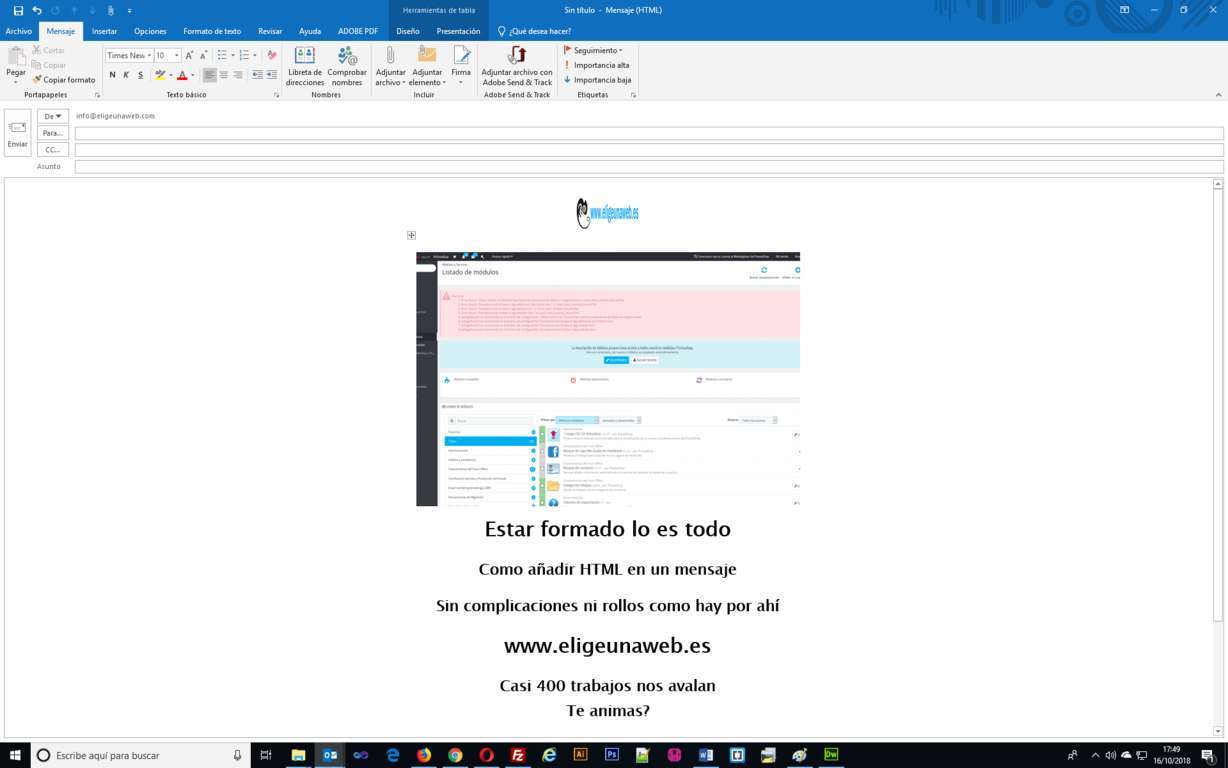 Como añadir página HTML en Microsoft Outlook | Eligeunaweb Agencia de ...