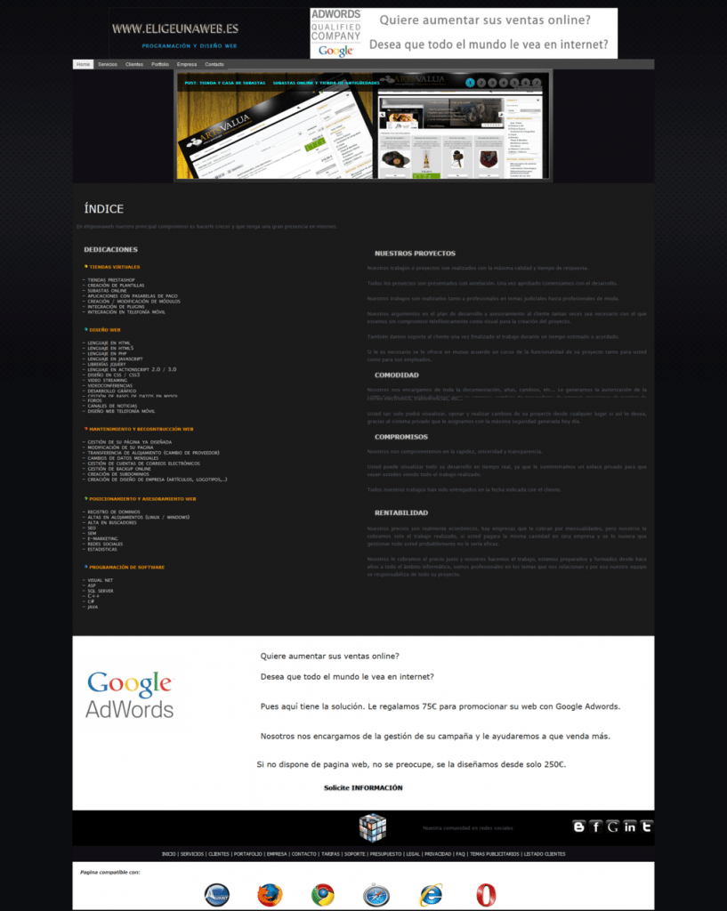 Eligeunaweb año 2007 | Eligeunaweb Agencia de marketing y programación web